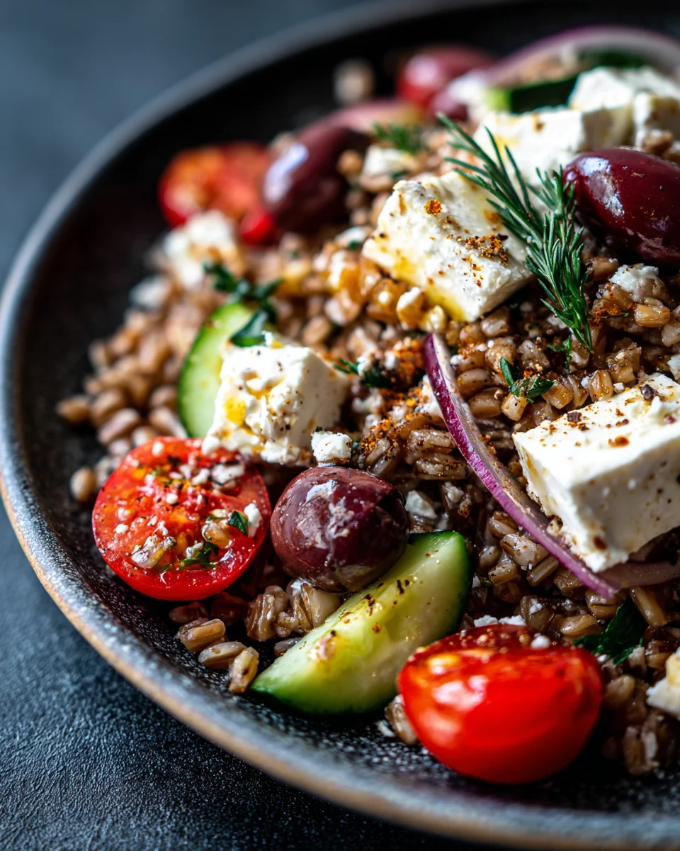 Greek Farro Salad with Feta: A Hearty Mediterranean Delight