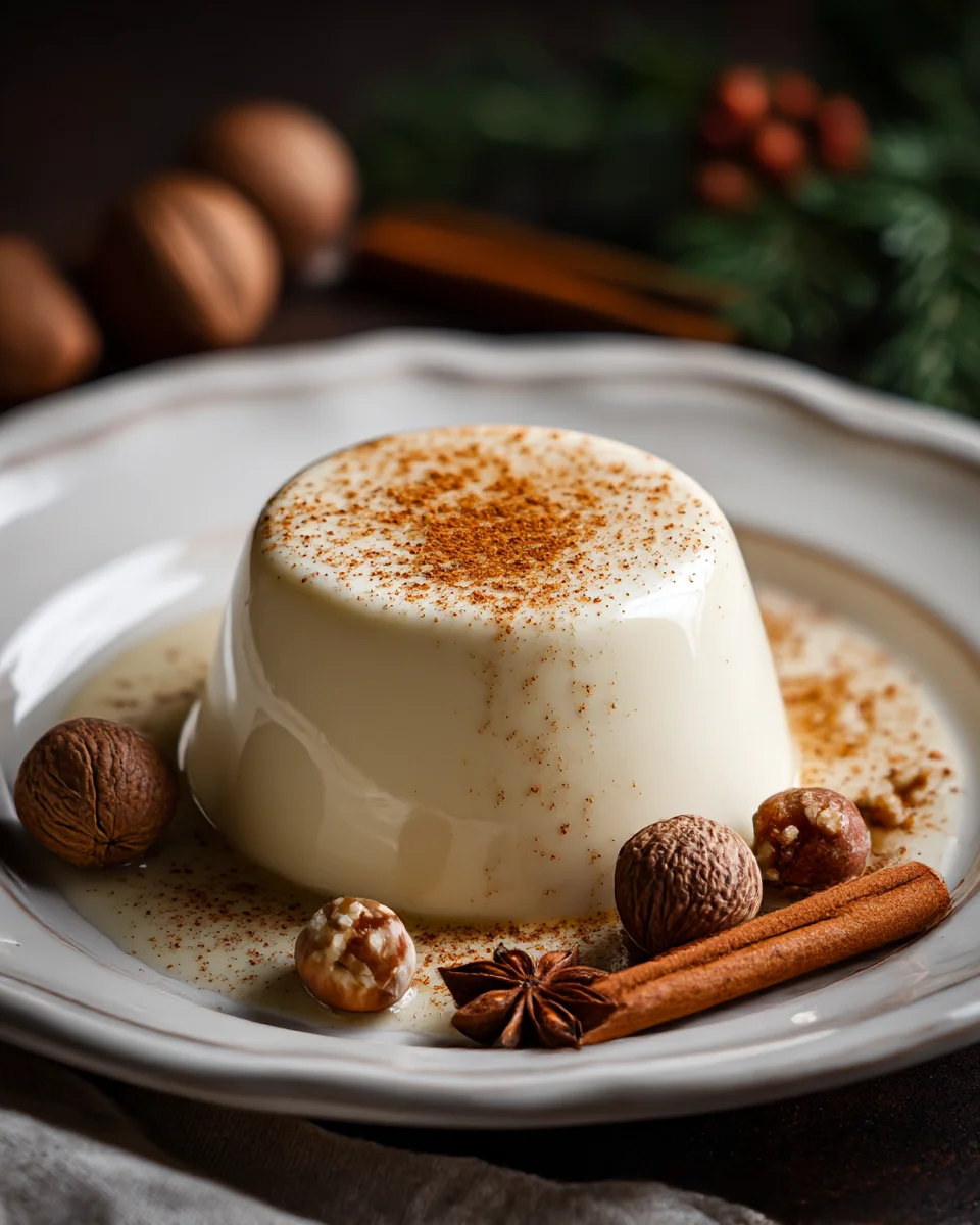 Creamy Eggnog Panna Cotta with Nutmeg – Holiday Dessert