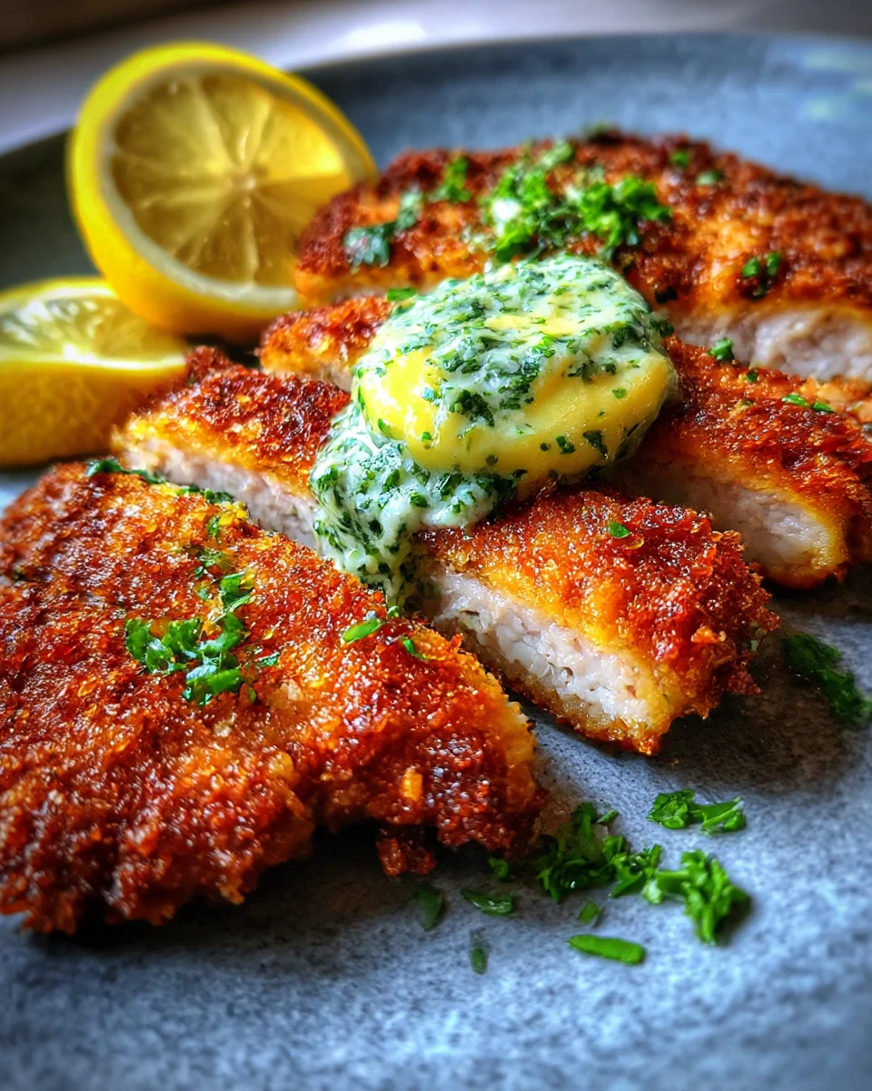 Crispy Pork Schnitzel with Lemon Parsley Butter Recipe